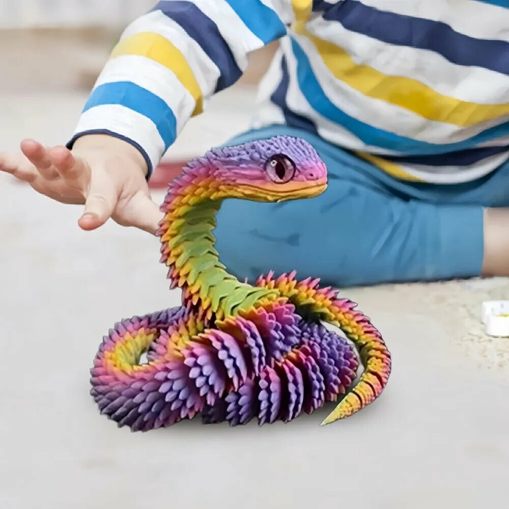 Цвет 3D-печати Змея подвижная игрушка с глазами 30 см