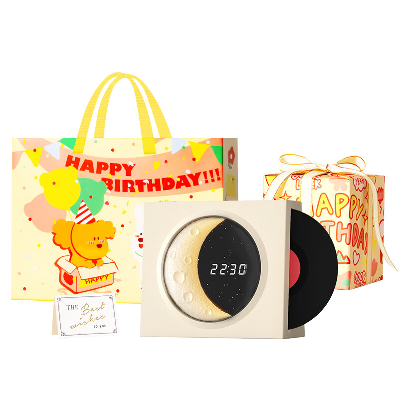 Беспроводные колонки CHIELYUAL cream white, happy birthday gift bag + packaging + greeting card