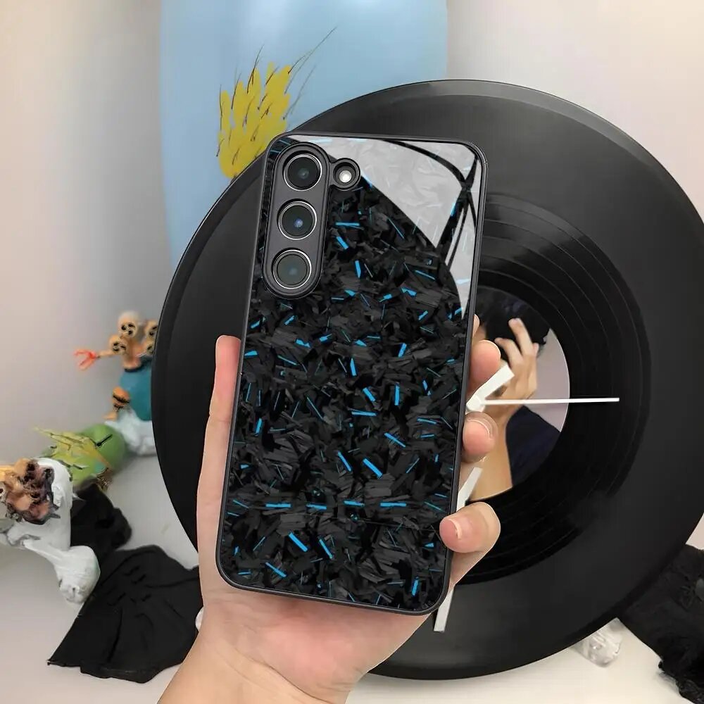 Нормальный настоящий кованый карбоновый чехол для телефона Samsung Galaxy S24 S23 S22 S20 S21 Note20 Ultra Plus Fe Цветной серебряный чехол