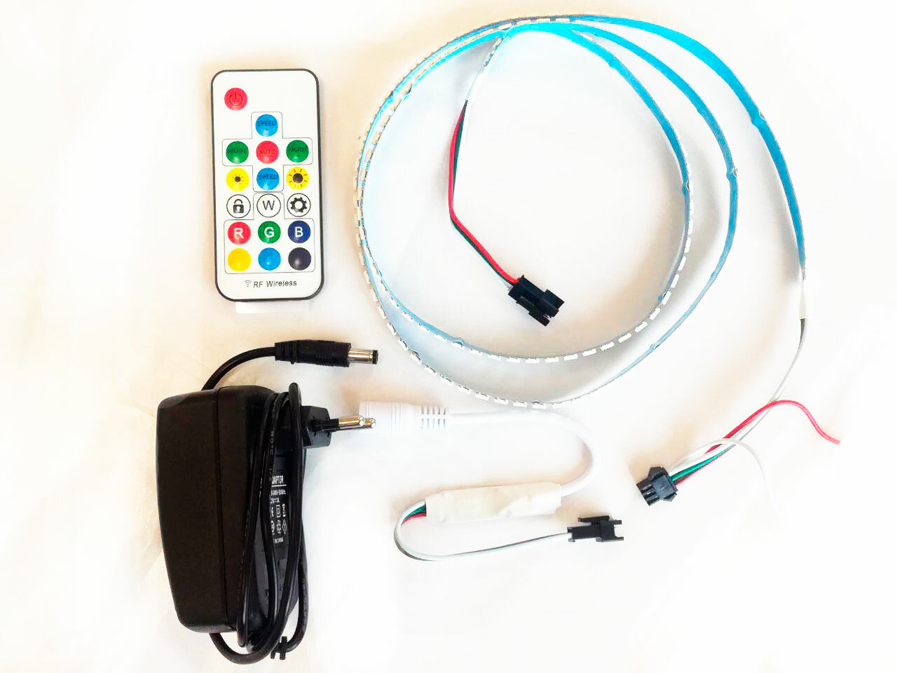 Комплект разноцветной ленты Бегущий огонь ws2812b 144 диода/м с пультом 1 метр Giant4