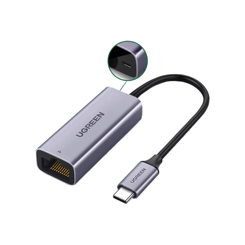 Сетевые карты UGREEN 60550 type-c to gigabit aluminum enclosure, поддержка PD power supply