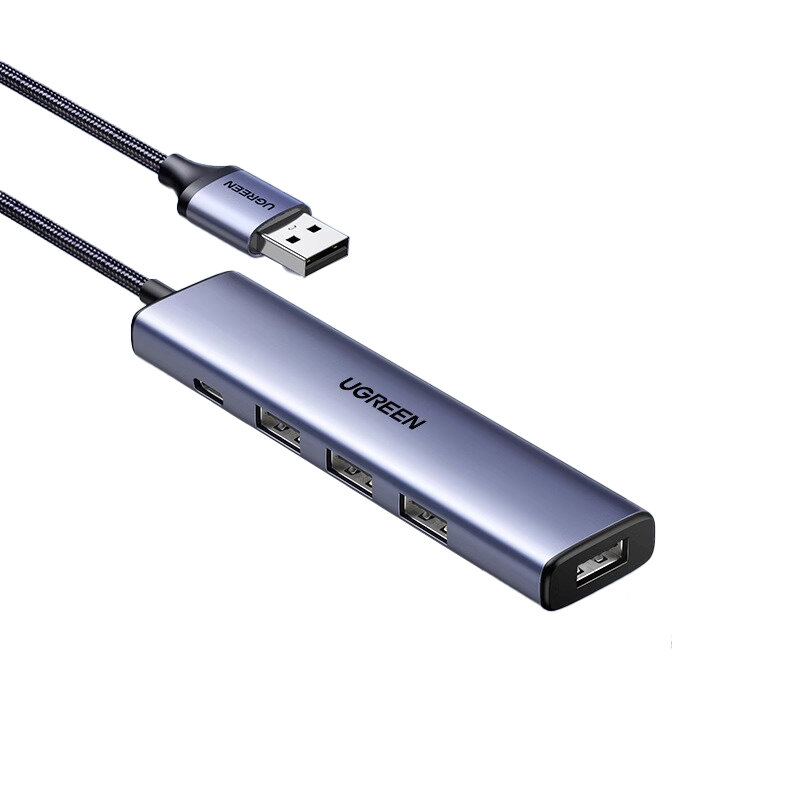 Док-станция UGREEN USB-C с 4 портами USB-A, usb2.0-usb2.0x4+type-c power supply-15500, для зарядки и передачи данных