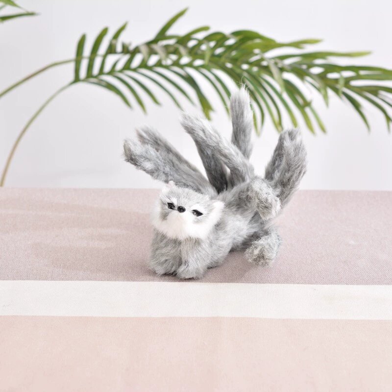 Модель девятихвостой лисы, плюшевая игрушка, кукла, настольный подарок, креативное украшение, белый лисий орнамент,