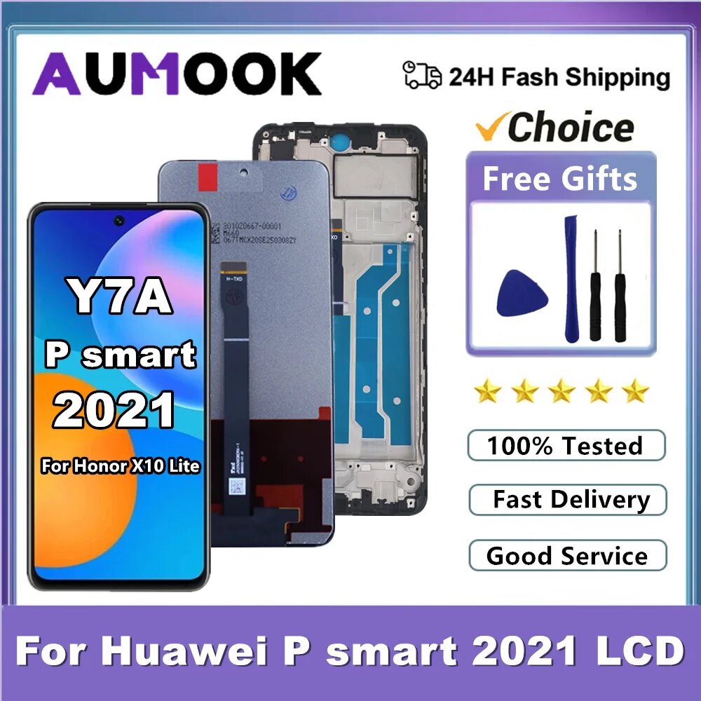 Протестировано для Huawei P Smart 2021, ЖК-дисплей, преобразователь сенсорного Black With Frame