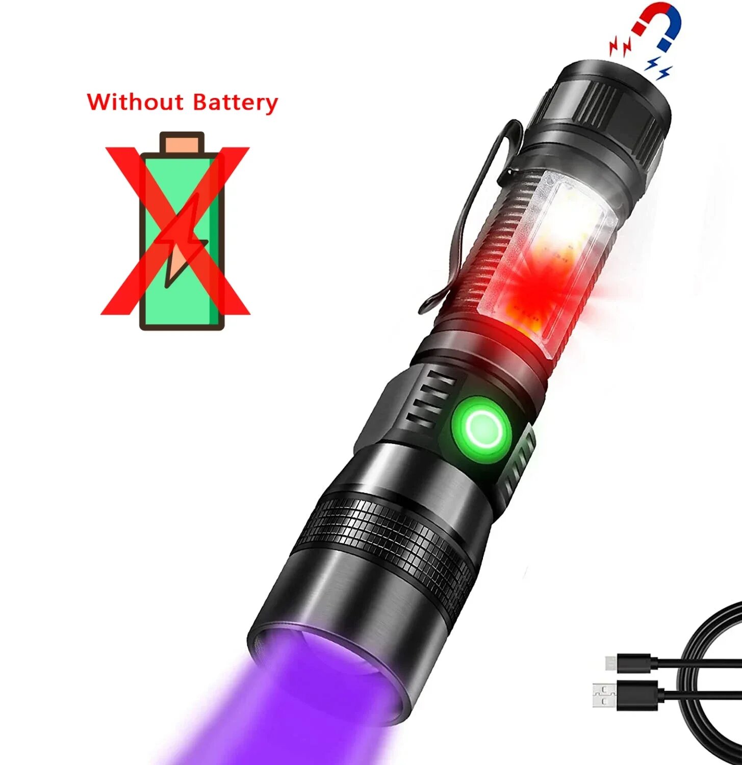 UV фонарь без батареи, многофункциональный, алюминиевый