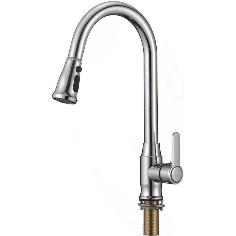 Смеситель для кухни Savol S-002805A хром, с выдвижным изливом, рычажный, нержавеющая сталь