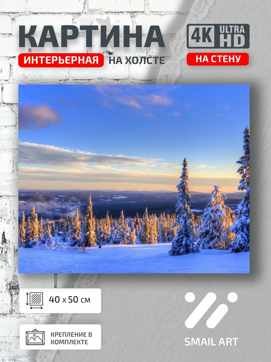 Картина на холсте интерьерная 40 на 50 на стену Снег Mood для гостиной атмосфера интерьер