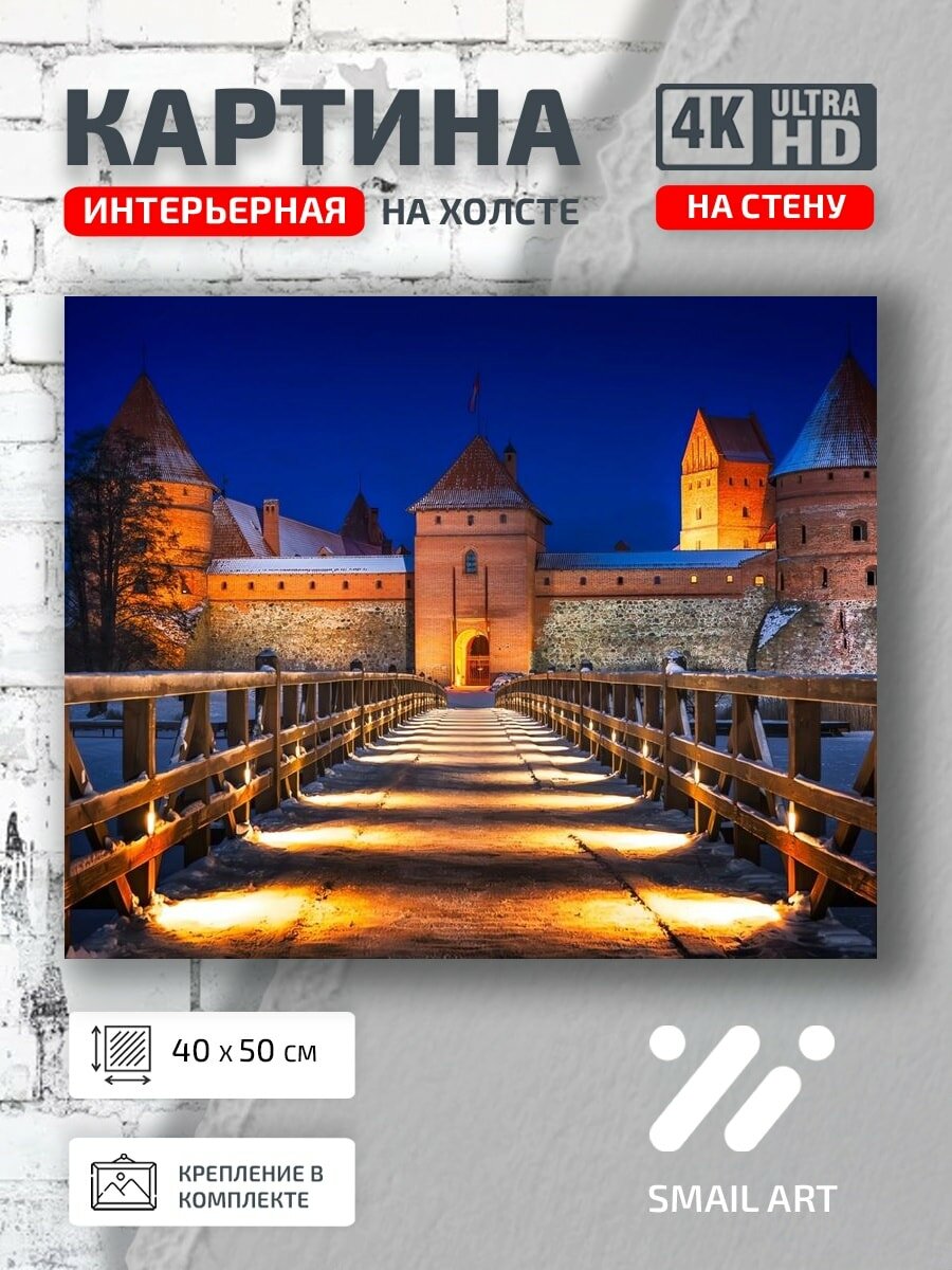 Картина на холсте интерьерная 40 на 50 на стену Castle замок для кабинета атмосфера