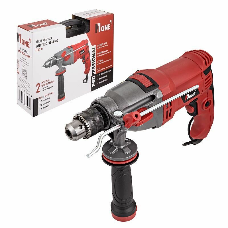 Дрель NUMBER ONE уд. IMD1100/13-PRO(Н)(1100Вт,0-3000об/мин,44800уд/мин, ЗВП 1.5-13мм, реверс)2кг кейс