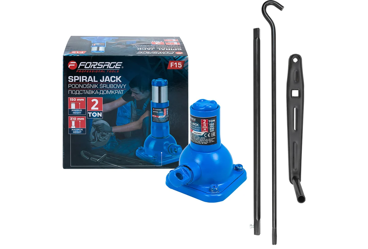 Подставка-домкрат Forsage 2т, механический, h 150 - 310 мм, синий