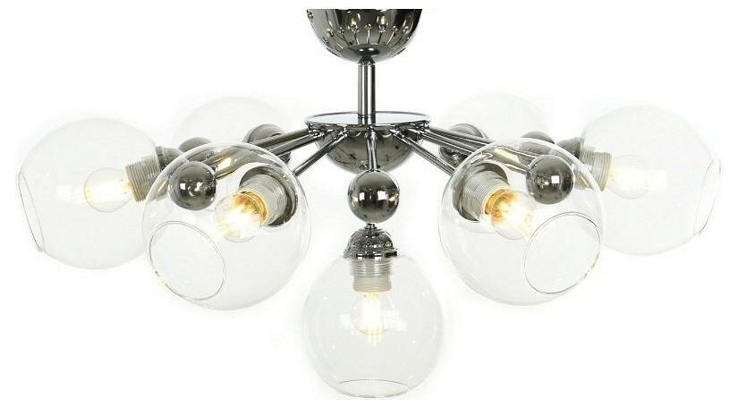 Люстра на штанге LUMINA DECO Devoli LDC 8040-7 CHR PR цвет плафона подвески Прозрачный, цвет арматуры Хром