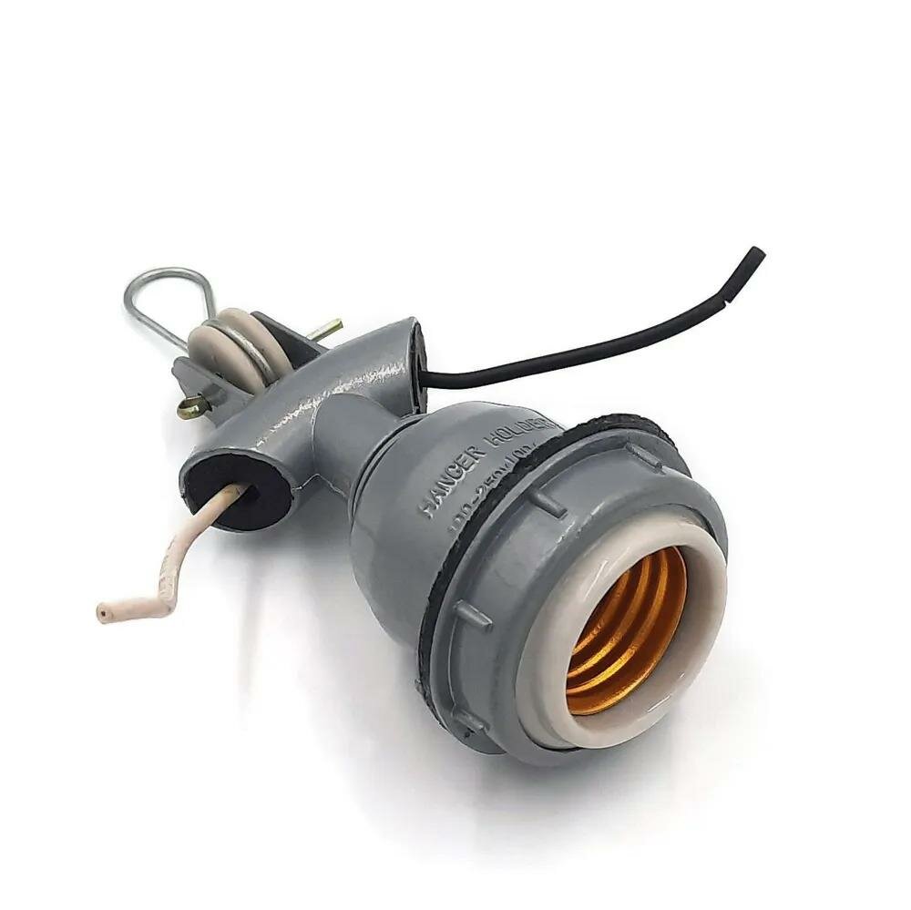 Держатель для лампы керамический, набор не включен, единица, E27, серый цвет, Россия, Китай, для ламп со шпильковым основанием, из фарфора, упаковка в пакет, без дополнительных компонентов