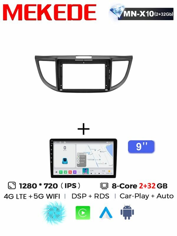 Магнитола 9" Mekede MN X10 Pro 2/32 Gb Honda CR-V CRV 4 RM RE 2011-2018 (C) carplay