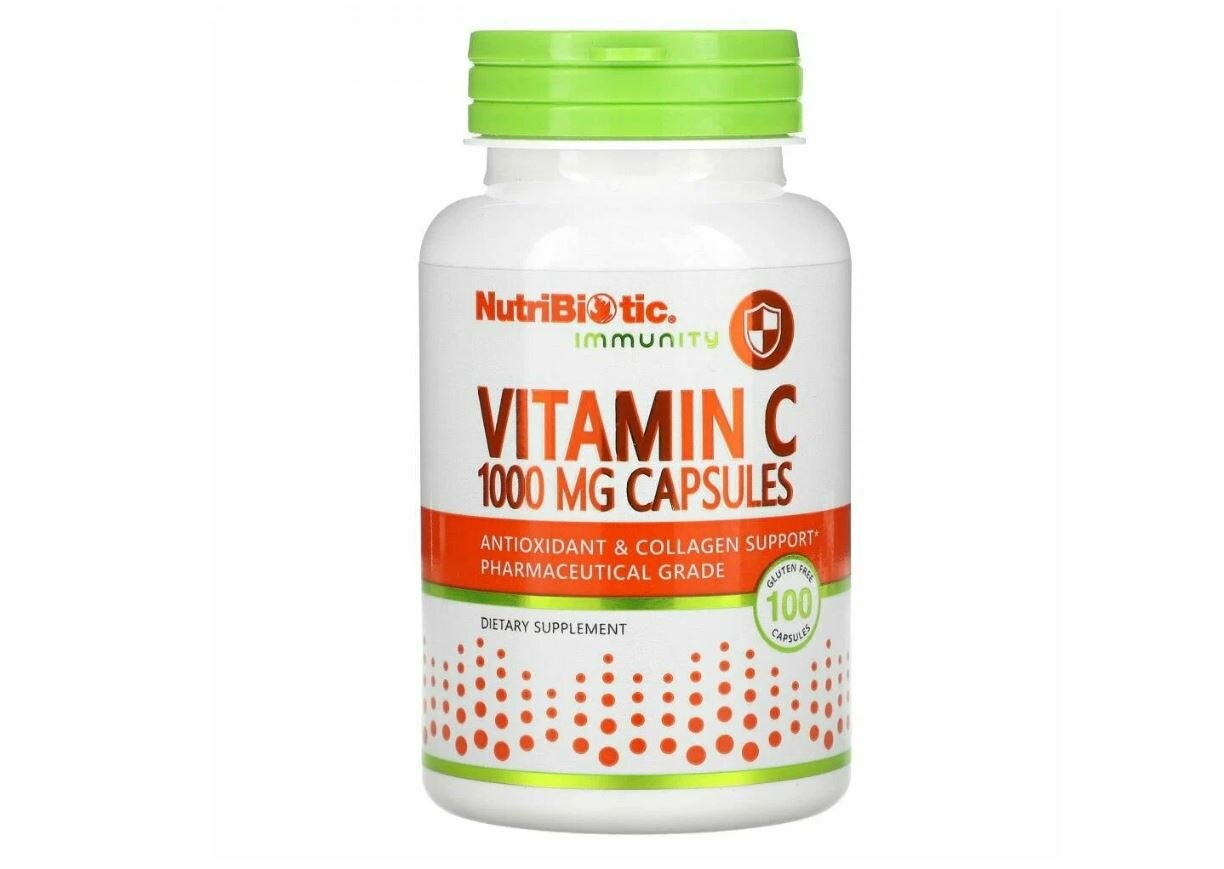 NutriBiotic, Vitamin C, Витамин C 1000 мг, 100 капсул без глютена