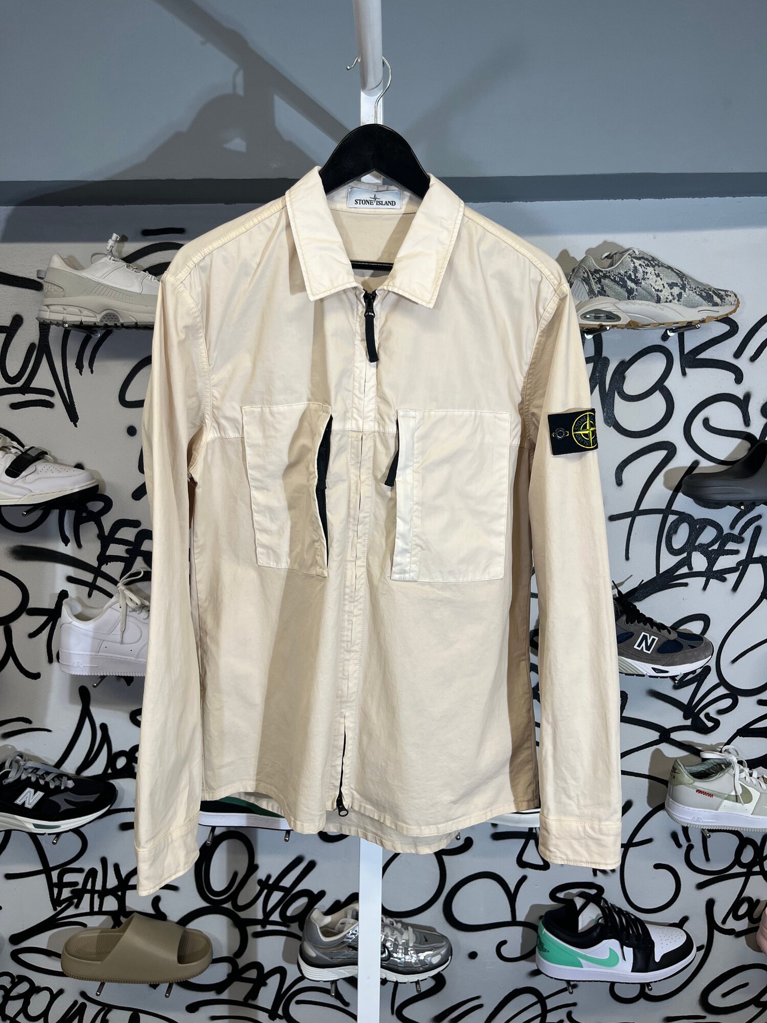 Рубашка Овершот Stone Island Бежевая, Хлопковая, Мужская, L размер