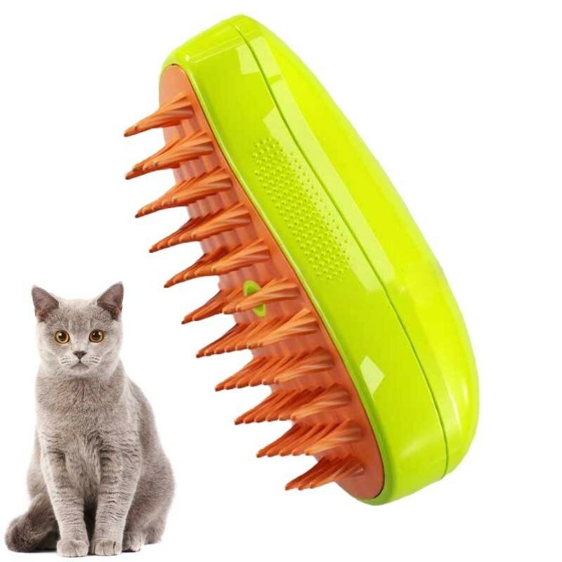 Нежная силиконовая электрическая расческа для зубов домашних животных для здоровья и блеска шерсти, манго-зеленая