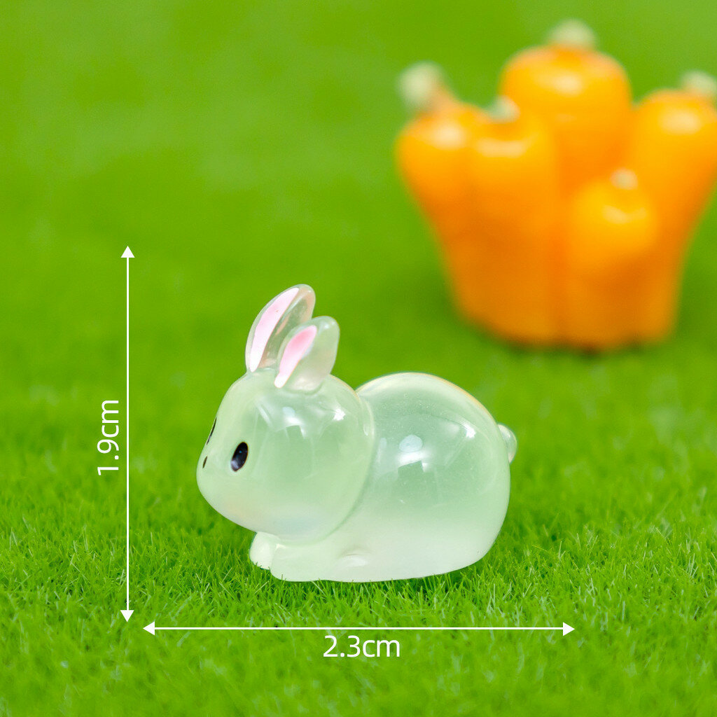 Фигурка из смолы charming glow in the dark fat bunny, зеленый, для декора мохового сада