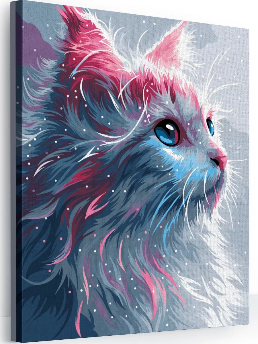 Голубая кошка Картина по номерам на холсте 40х50 см