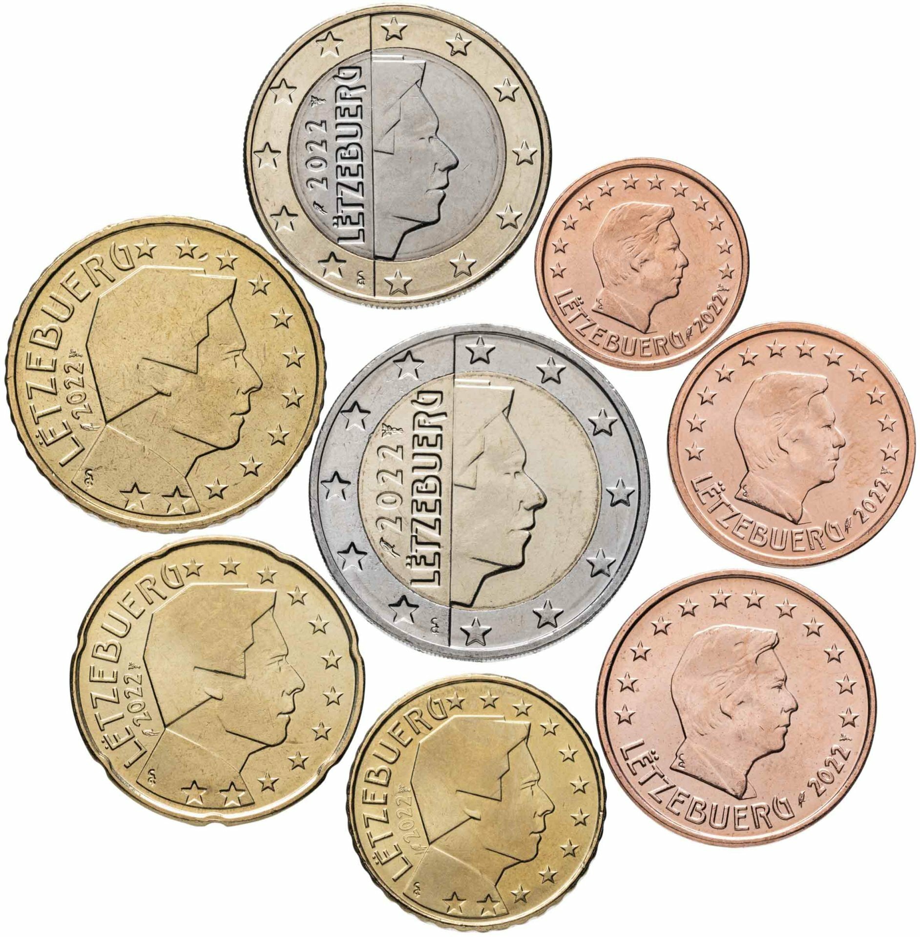 Люксембург полный годовой набор из 8 монет евро 2022, Другой, в сохранности UNC