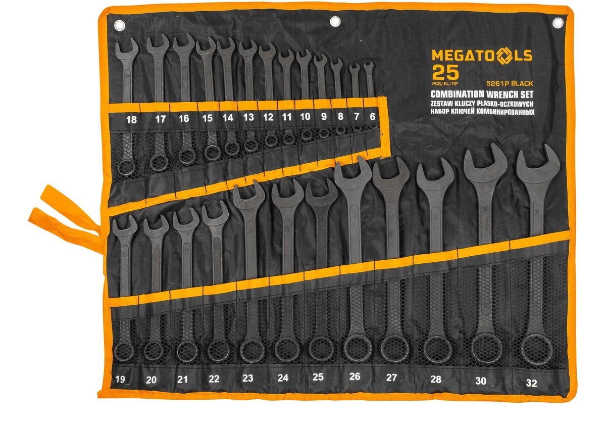 Ключи комбинированные гаечные MEGATOOLS, набор 25 предметов, сталь