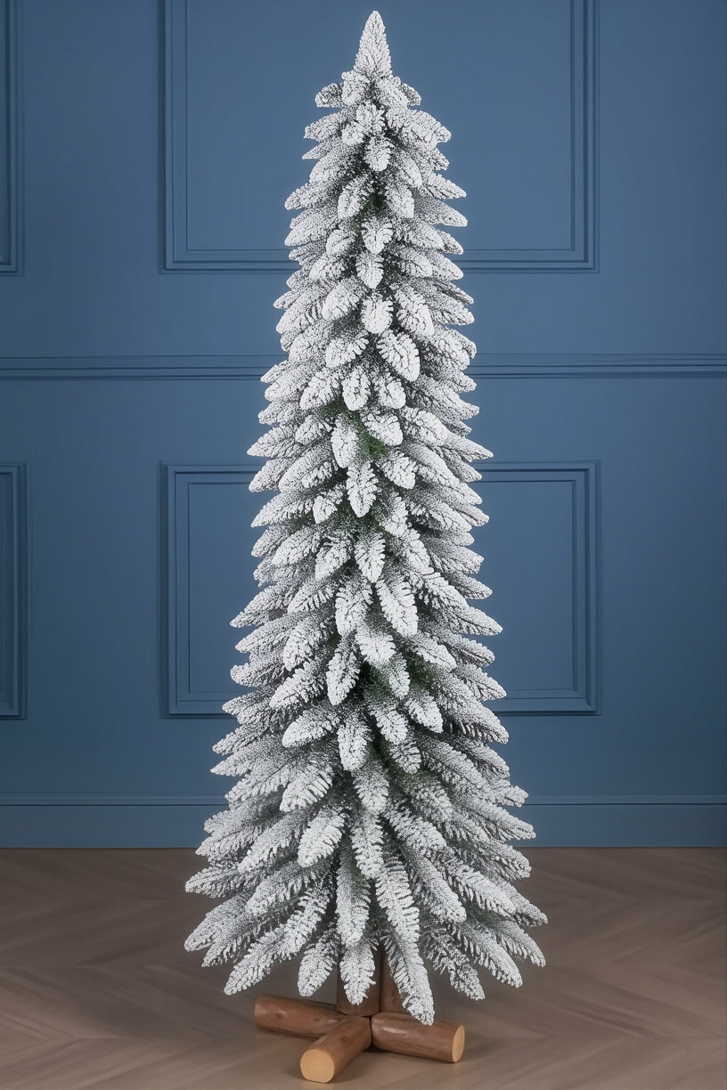 Искусственная елка Альпина Wood 150 см заснеженная, ПВХ, с деревянной подставкой, Winter Deco 2000156