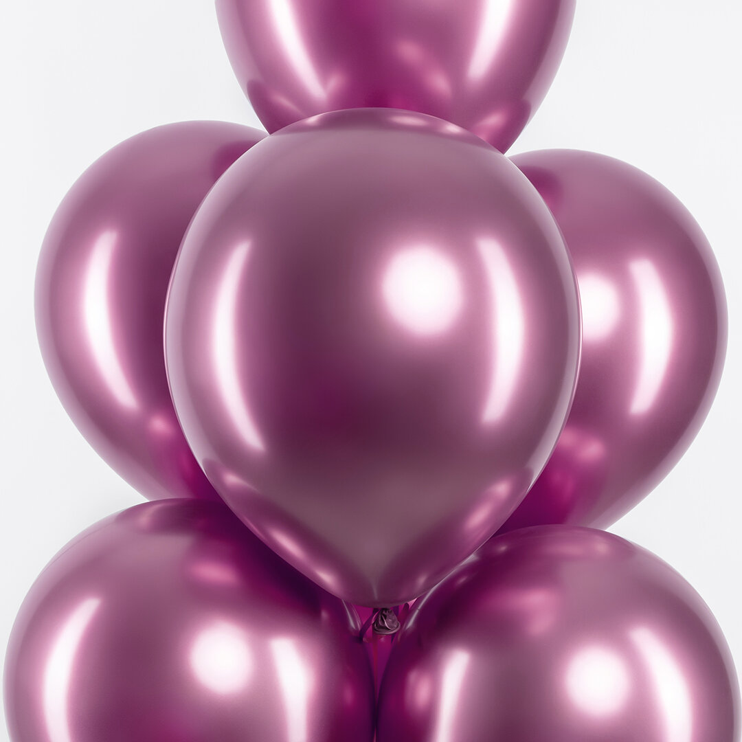 Воздушные шары Дон Баллон 12', 30 см, фуше, хром, 50 шт