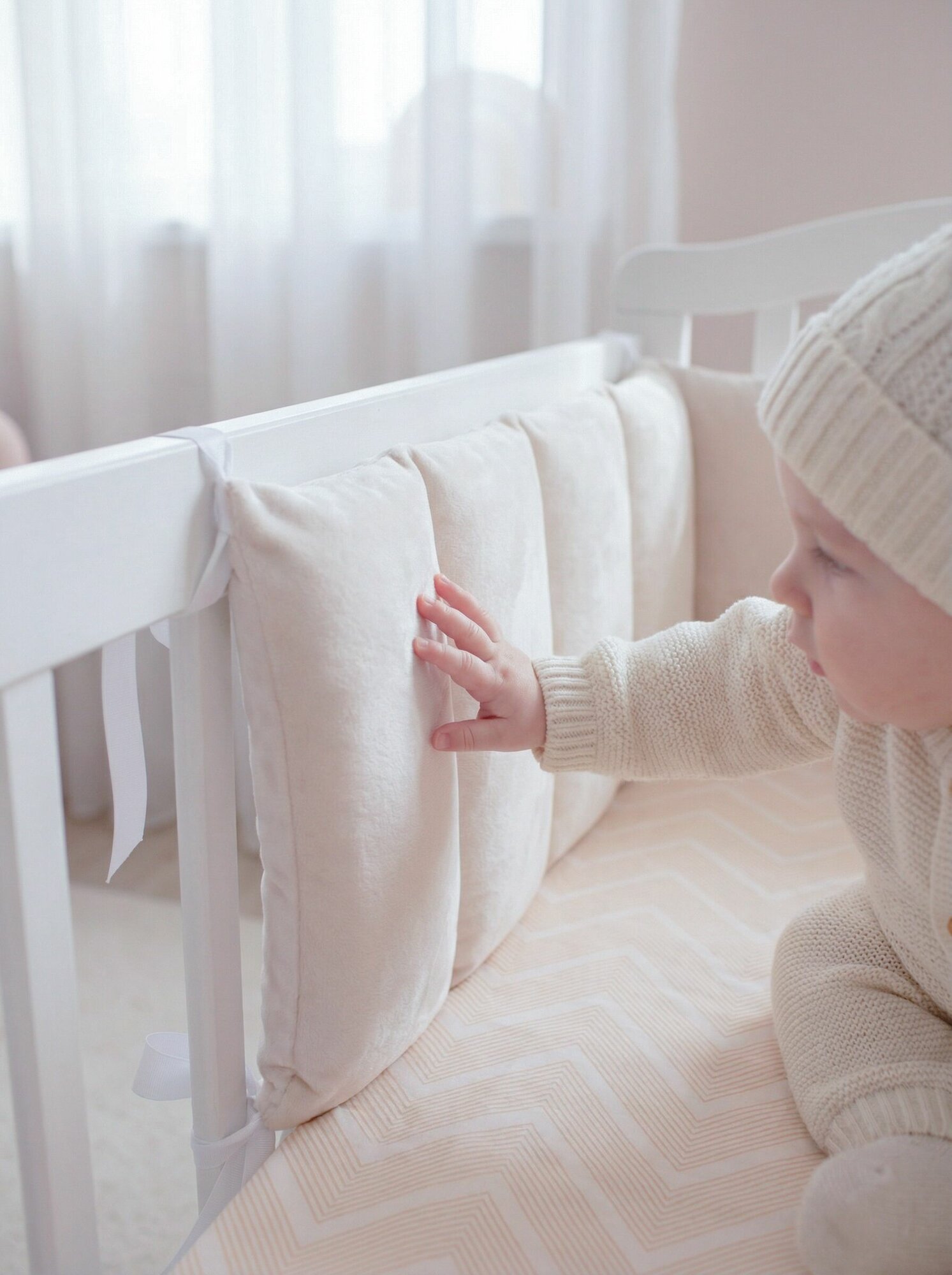 COROCOCO Бортик для кровати Экрю 180х30 см.