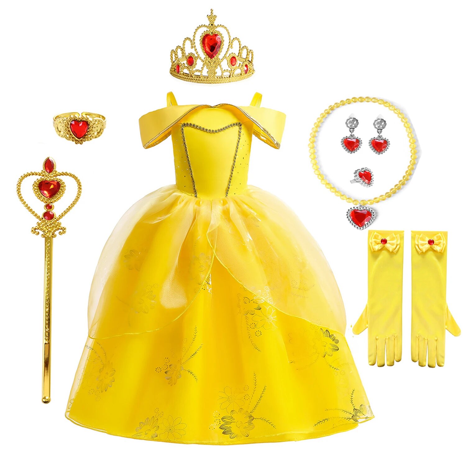 Костюм принцессы Беллы для девочек 7-8Years-Tag140, 02Yellow14