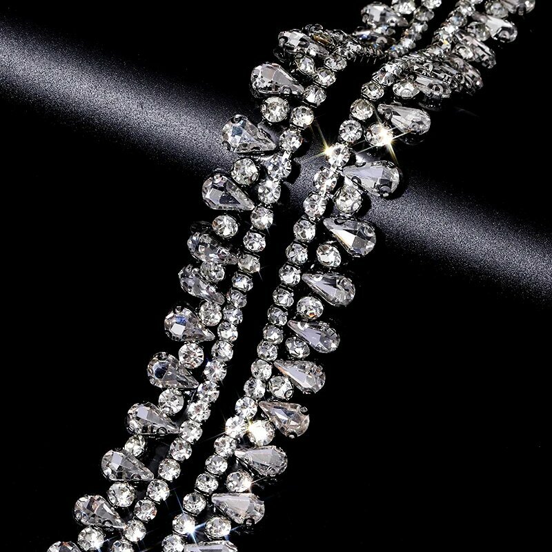 DUCRYSTAL прозрачная стеклянная лента со стразами 90 см 03-Clear16mm