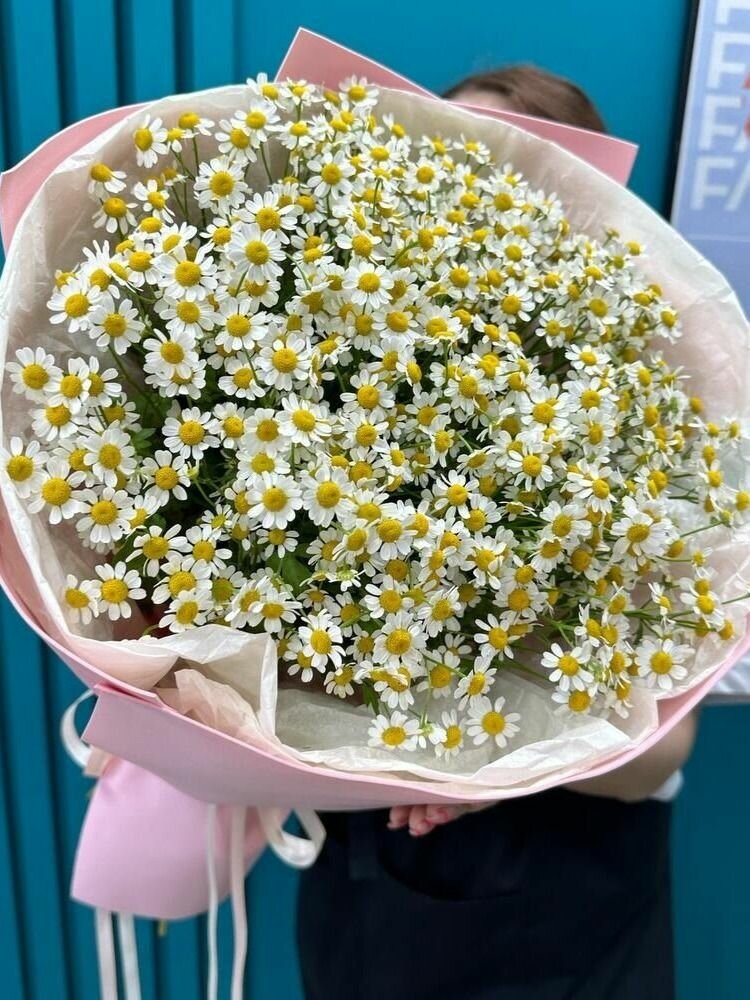 Цветы живые букет из кустовой ромашки "Солнечное настроение" Flor2u
