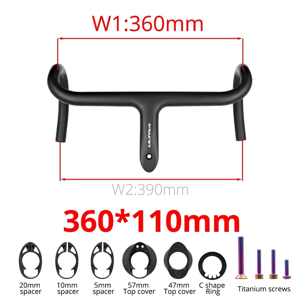 ULLICYC HB17 велосипедный руль из углеродного волокна черный 360x110mm