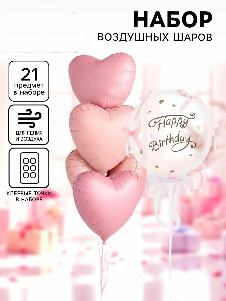 Воздушные шары, набор Happy Birthday, 21 предмет