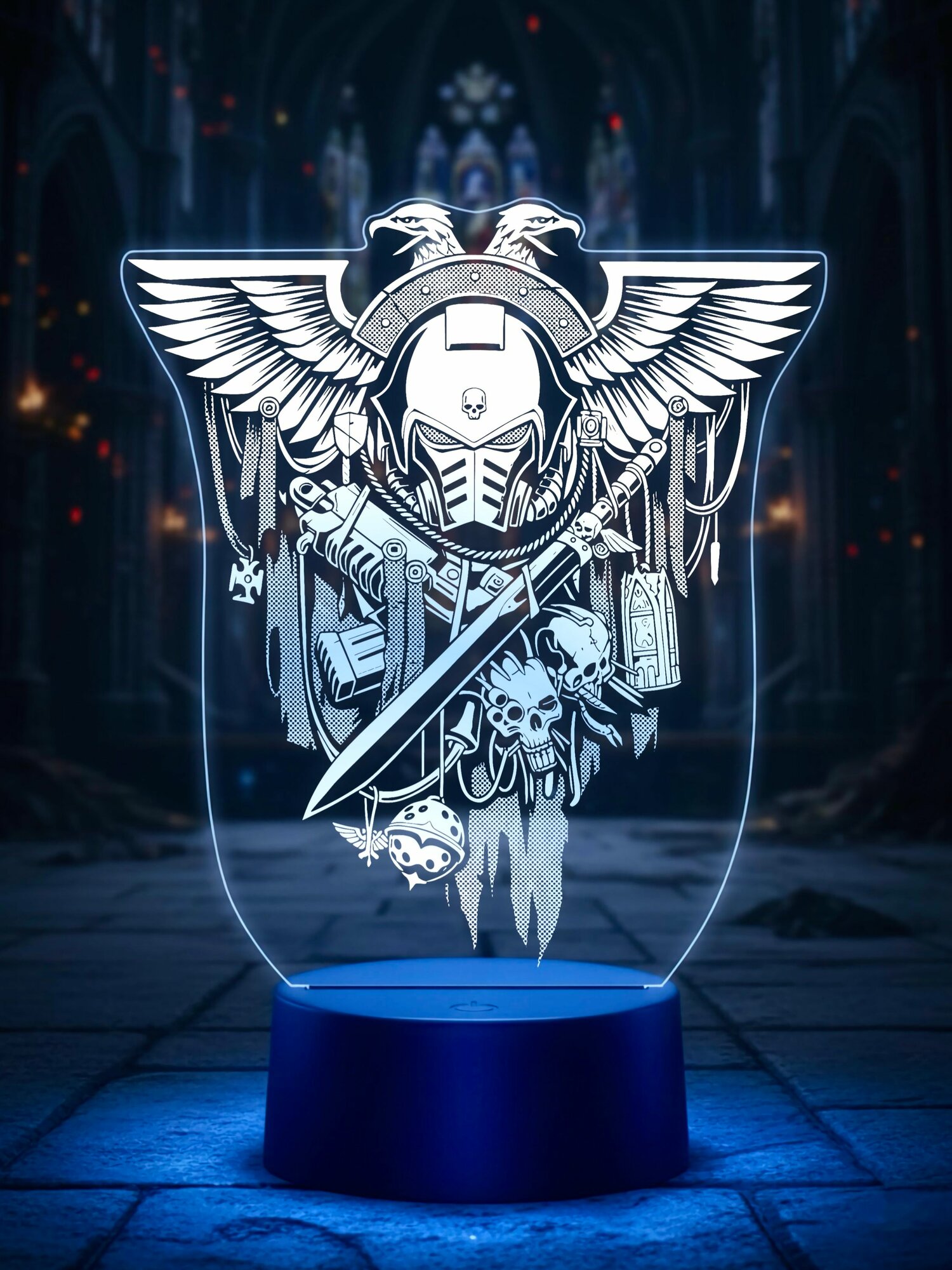 Ночник Игра Вархаммер - Warhammer 4000. Подарок геймеру — декор для игровой комнаты с символикой популярных игр, узнаваемыми персонажами и атмосферой киберспорта.