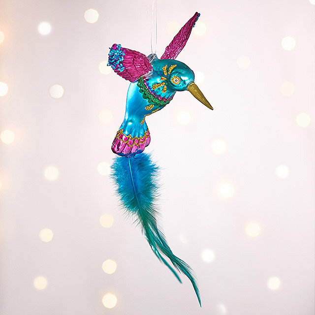 Елочная игрушка Колибри из Сада Чудес 13 см в подарочной коробке, стекло, Winter Deco, 5030136
