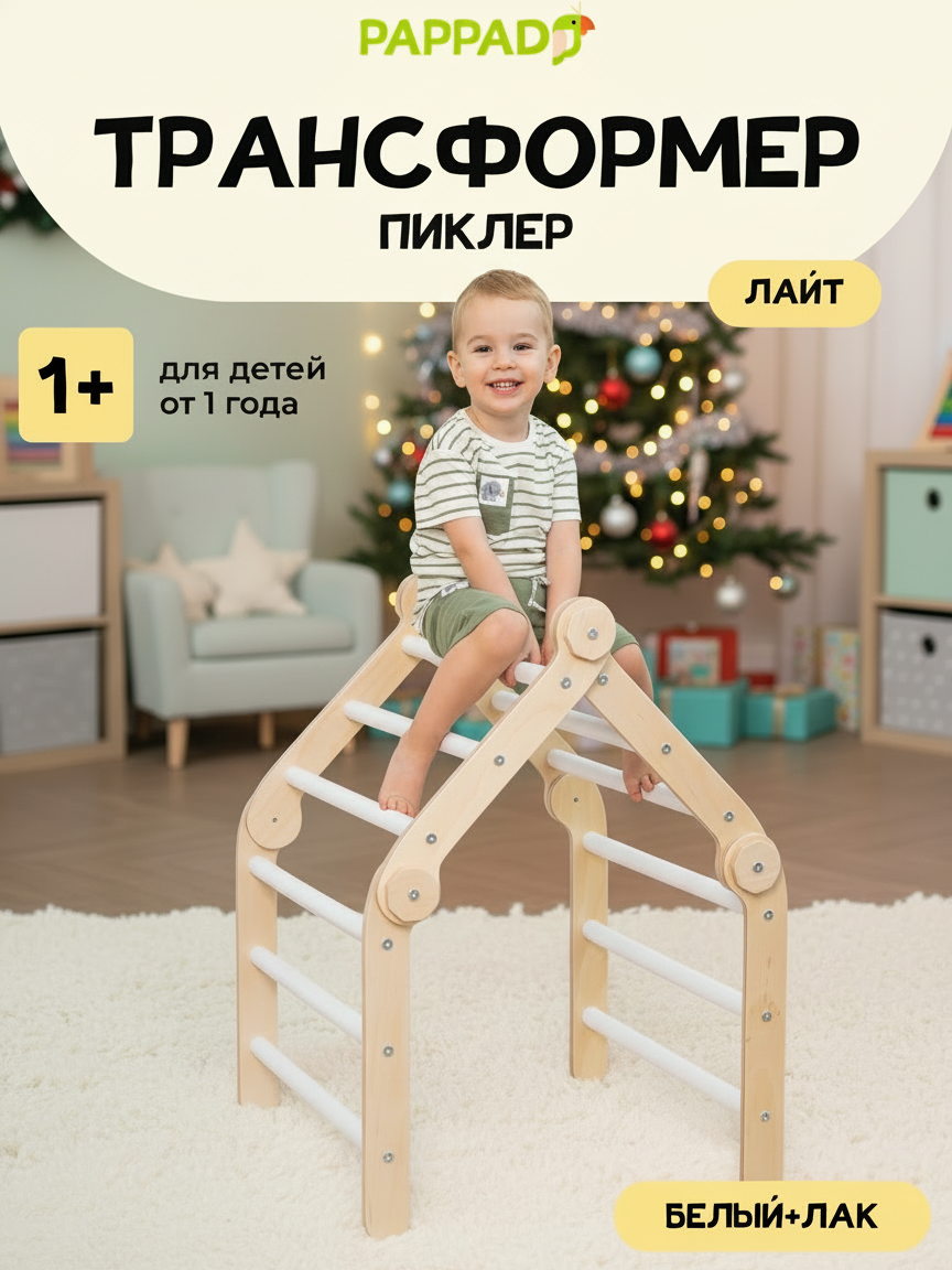 Детский трансформер Пиклер размер S от PAPPADO, складной, цвет белый + лак