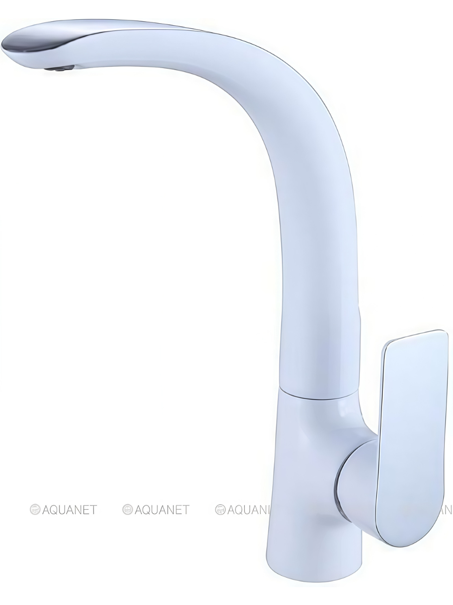 Смеситель для кухни Aquanet Arctic AF520-41CW, белый, с гибким изливом, для мойки