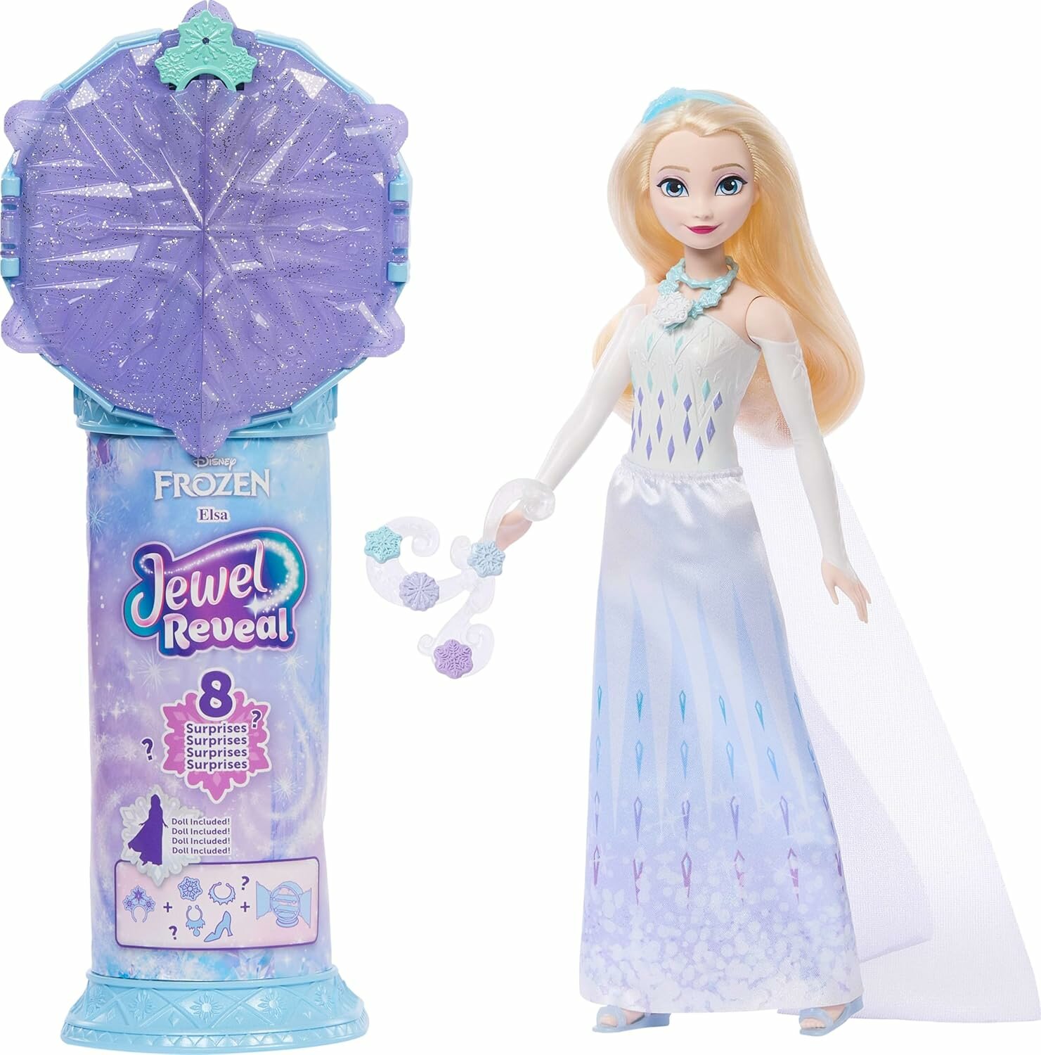 Кукла Mattel Disney Princess Jewel Reveal Elsa - Кукла Эльза с аксессуарами и сюрпризами - Дисней Принцессы JJY36