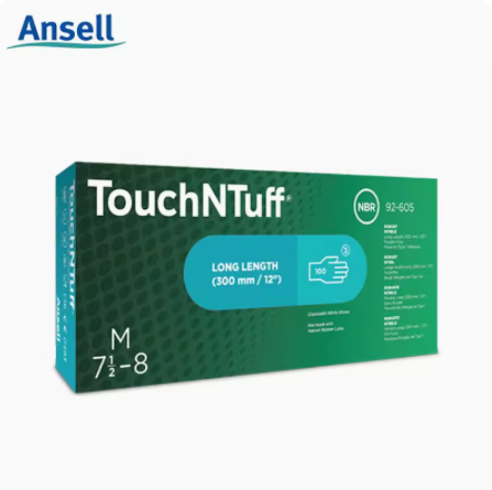 Ansell 92-605 Одноразовые Утолщенные Нитриловые Перчатки, Пищевой Класс, Лабораторная Безопасность, Размер L, 100 Штук