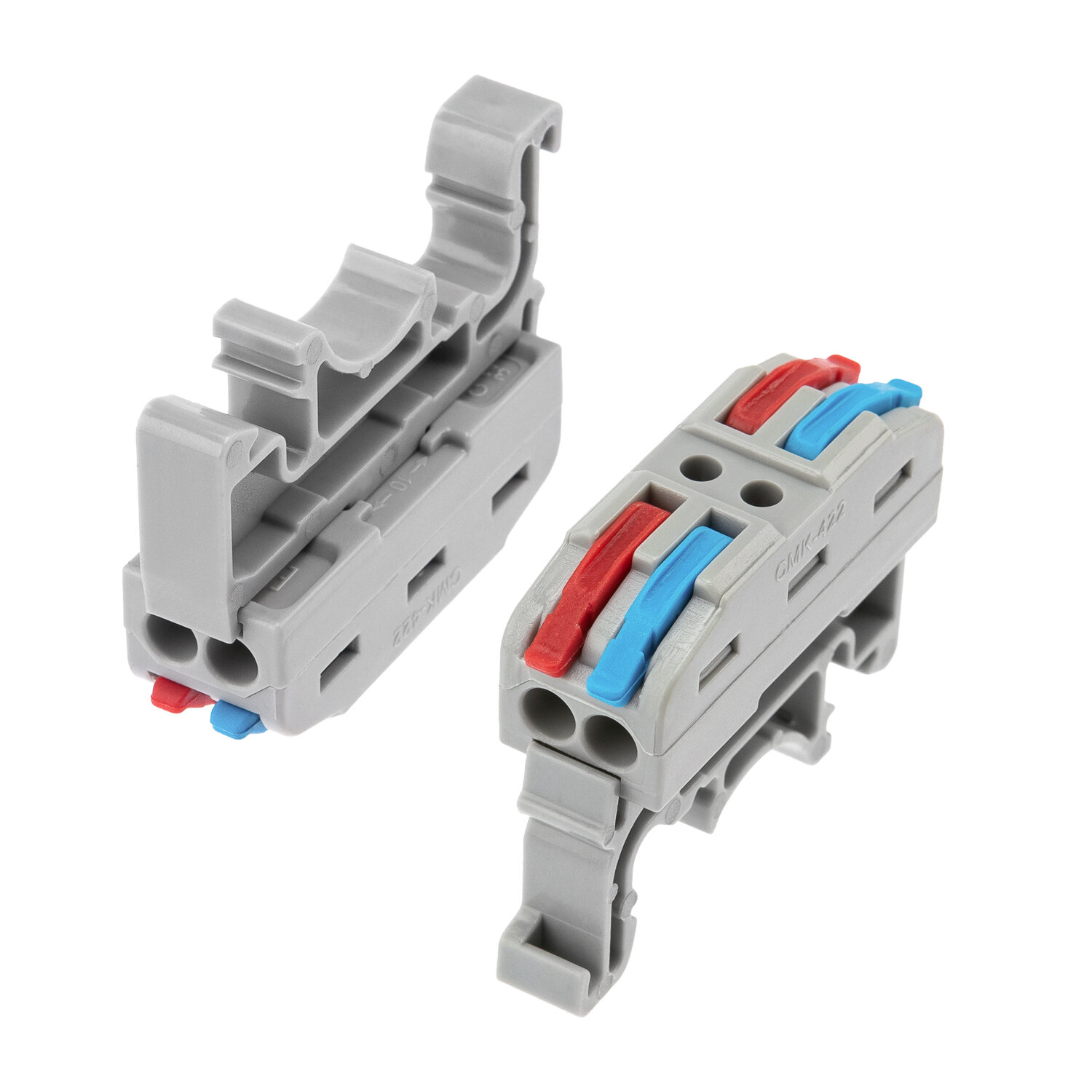 Клемма СМК REXANT 222-422D проходная 2-полюсная, с креплением на DIN-рейку 0,08-4 мм² серая, 50 шт.