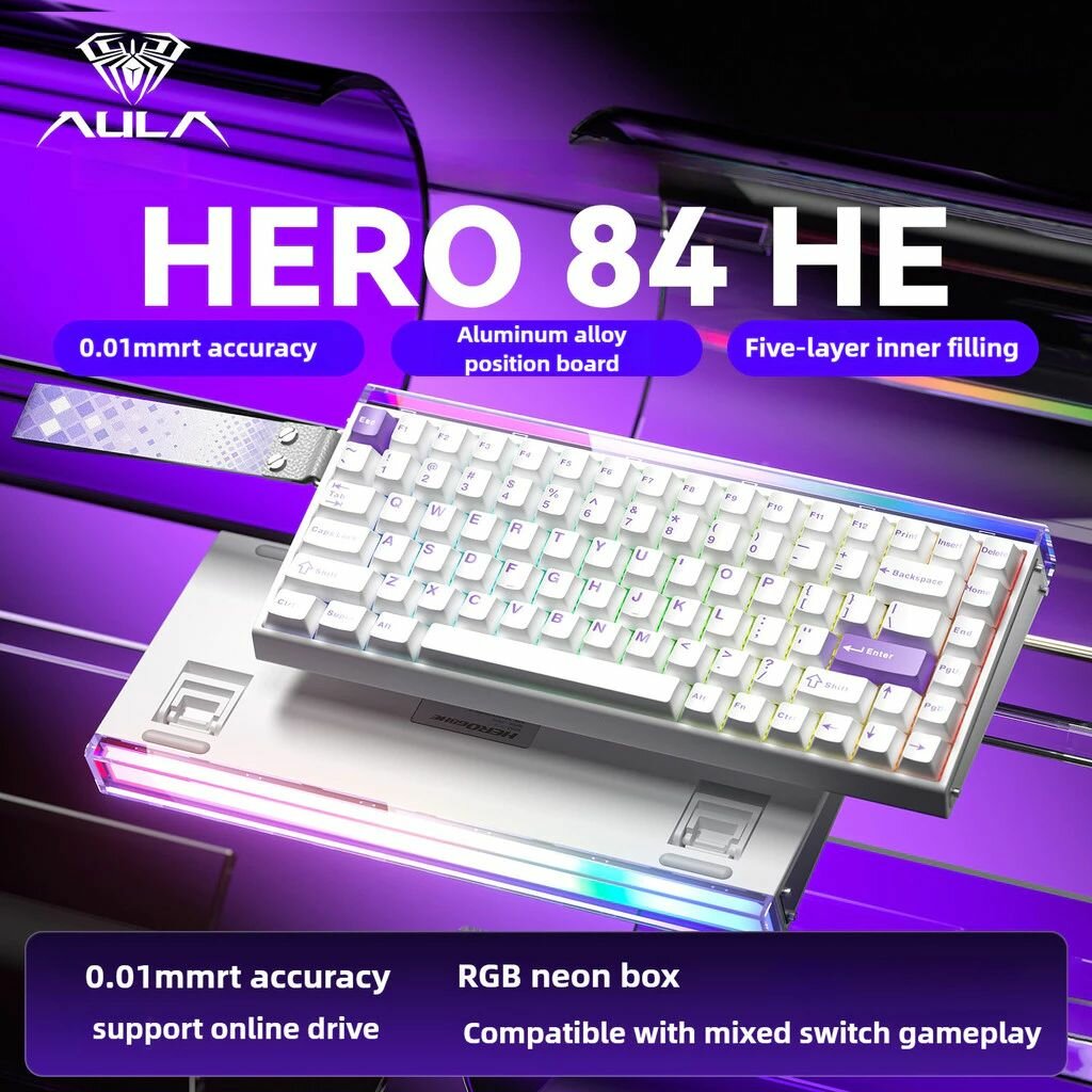 AULA HERO 84HE клавиатура Игровая клавиатура проводная , Английская раскладка,