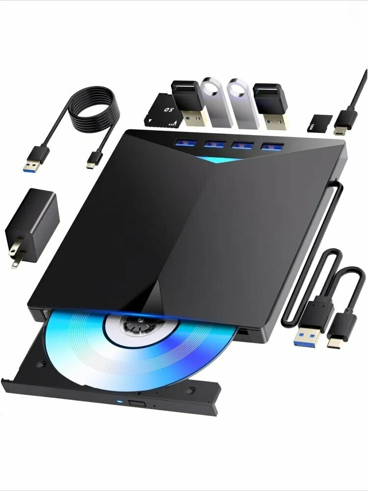 Внешний привод Blu-ray для ПК, ноутбука, поддержка проигрывателя Blu-ray DVD/CD/Чтение/запись