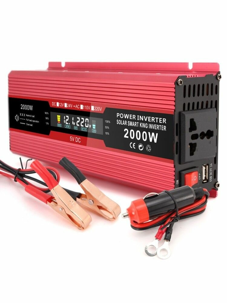 Автомобильный преобразователь мощности 12V/24V → 220V, инвертор 500W, модифицированная синусоида для питания в машине