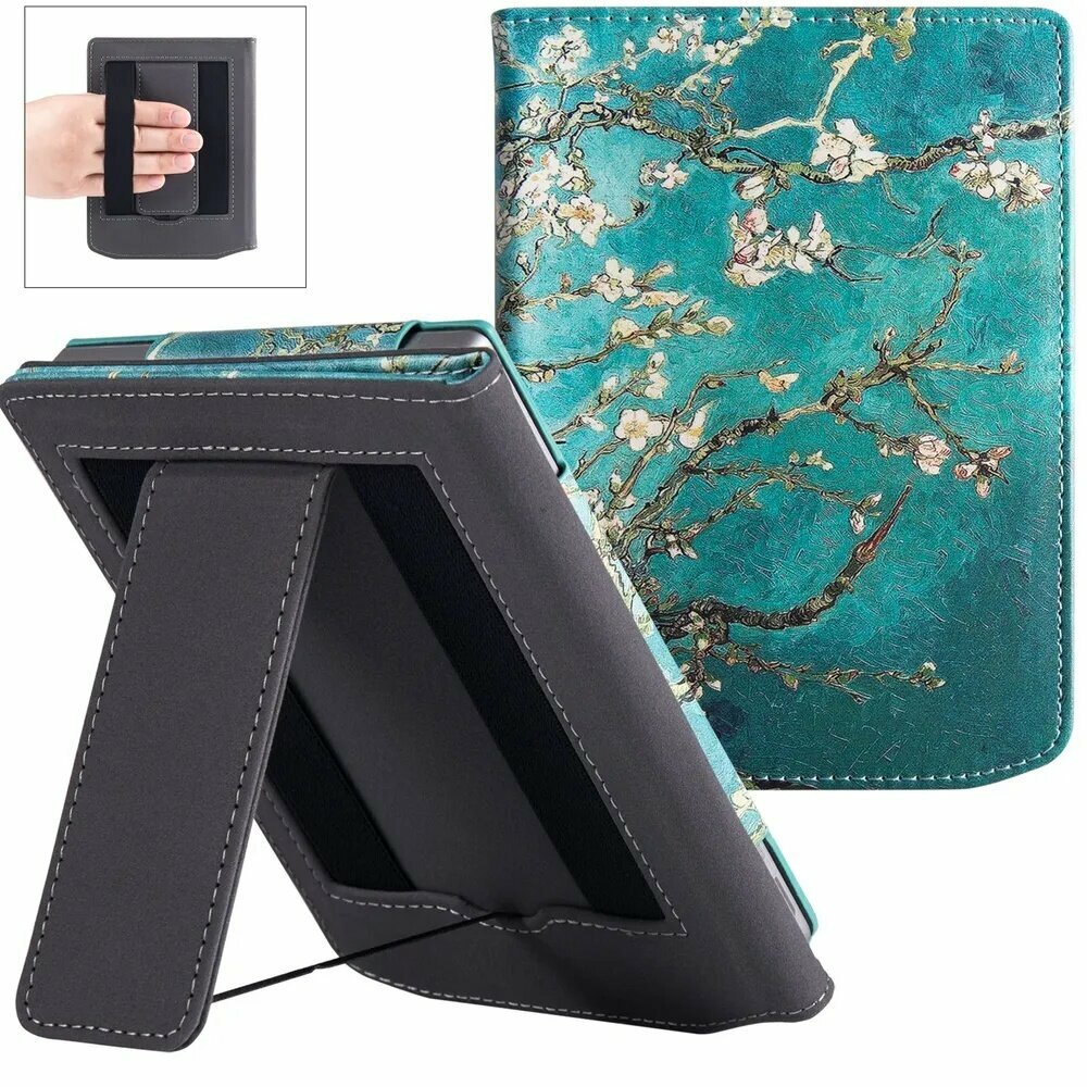 BOZHUORUI Чехол-подставка для 6" Pocketbook Verse Pro/Verse Pro Color e-Reader, легкий чехол из искусственной кожи с двумя ремешками для рук и автоматическим сном/пробуждением
