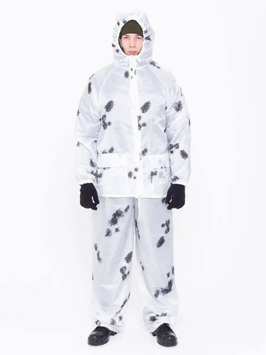 Маскировочный костюм маскхалат военглав "Клякса", белый, зимний, полиэстер, размер 56-58