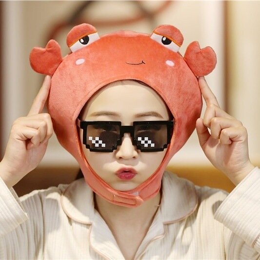 Оптовая Милые Волосатые Краб Плоскогубцы Краб Девушка Головные уборы Шляпа Плюшевые Фото Реквизит Маленький головной