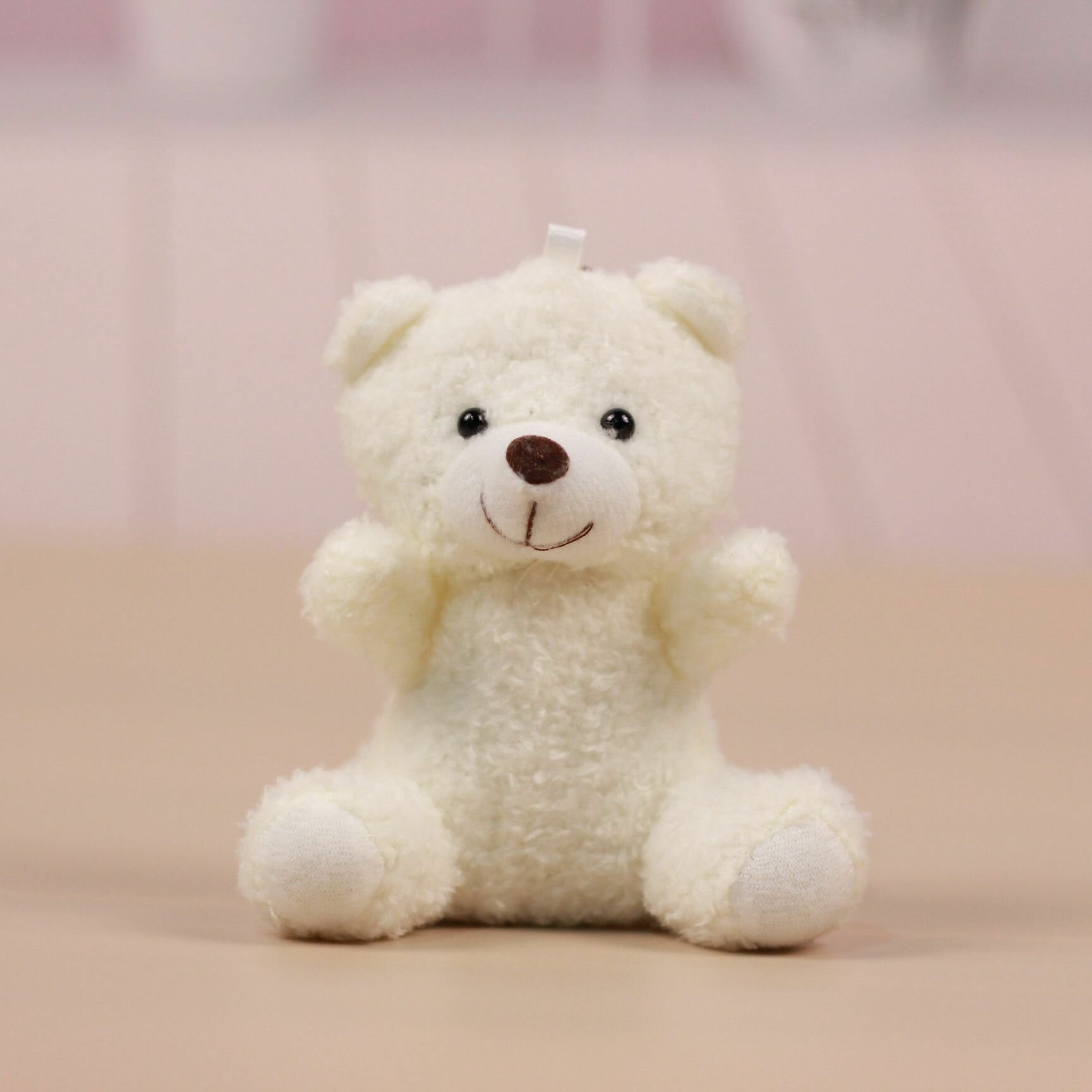 Мягкий плюшевый брелок-мишка Тедди 10 см, сидячая поза, бежевый цвет, для ключей, милый подарок