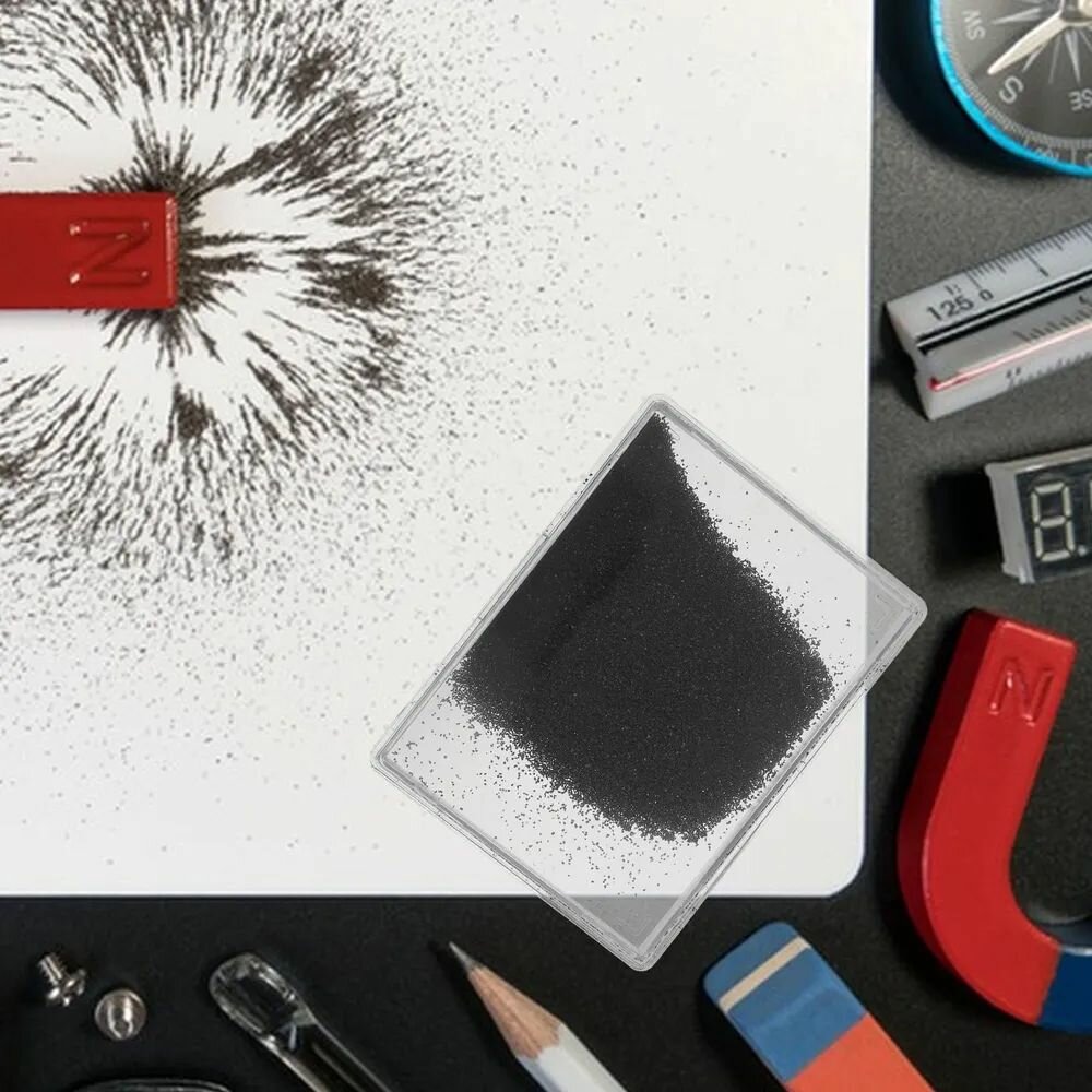 Набор Для Экспериментов С Магнитным Полем Из Железной Крошки 1 Шт Черный 9.00X7.00X0.80Cm