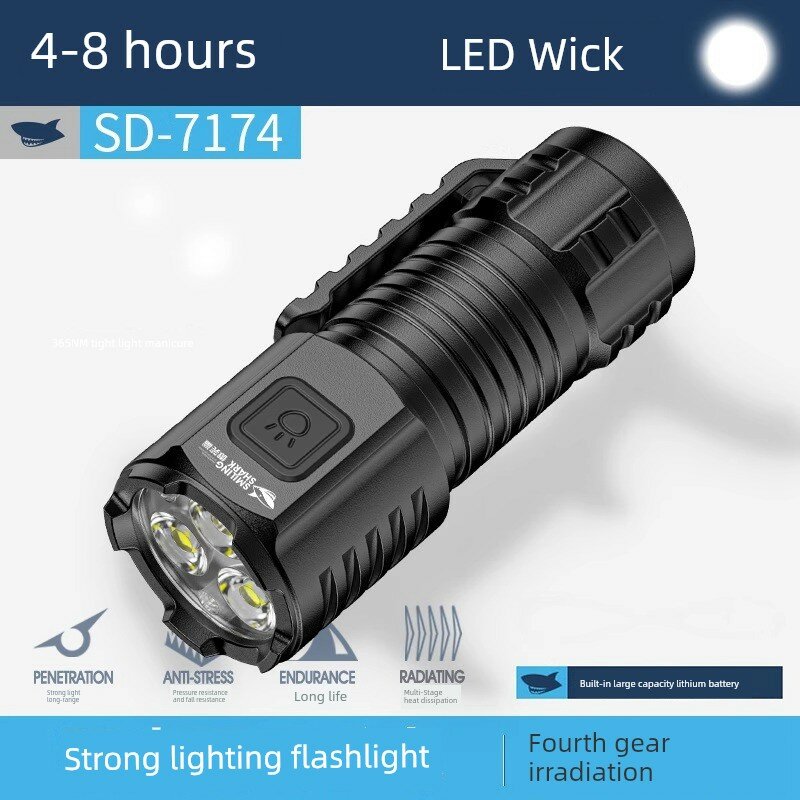 Мини-фонарик Smiling Shark, портативный уличный фонарик с клипсой на хвост, длительный срок службы батареи, высокая