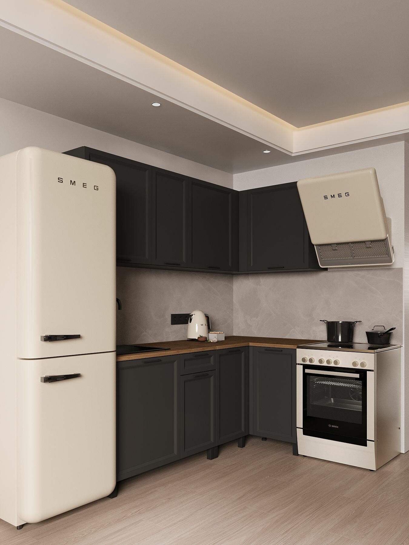 Кухонный гарнитур Римини 1,0х2,0м диамант серый со столешницей