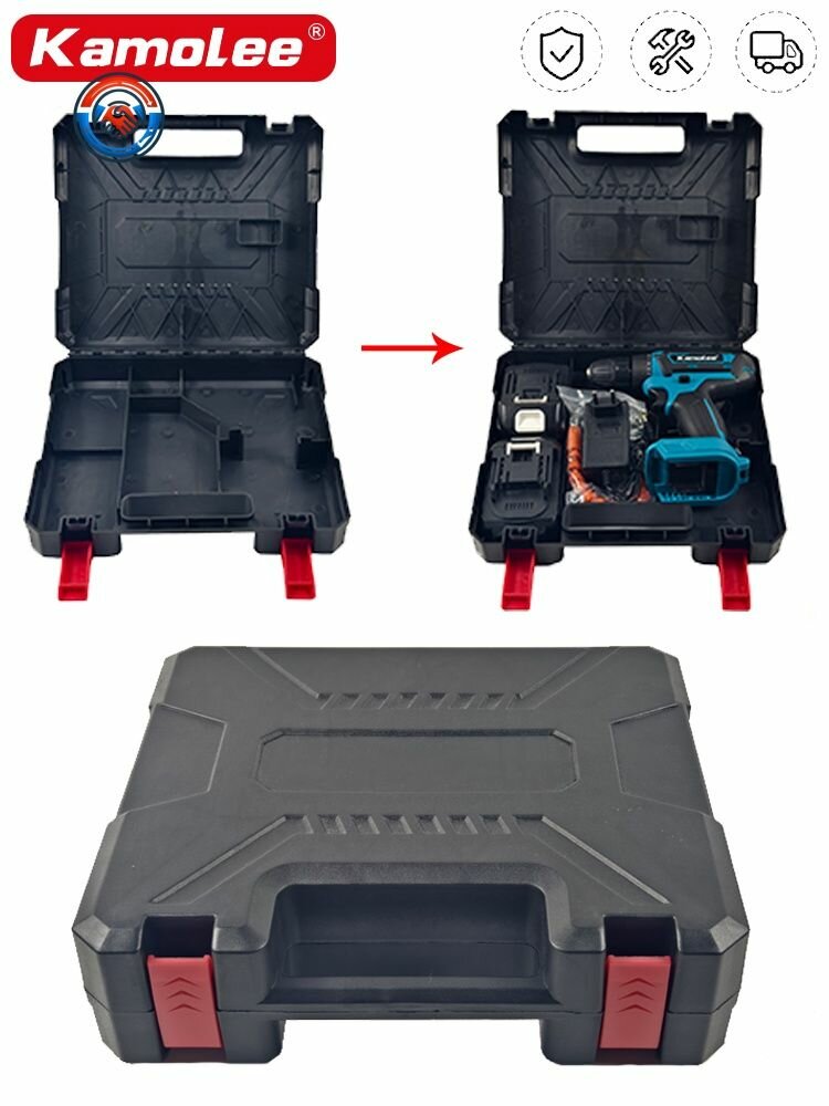 Ящик для инструментов Kamolee 300х280х800 мм, вместительный кейс для электроинструментов с замками, органайзер для гаража и мастерской, удобный контейнер для перфоратора, шуруповерта и аксессуаров